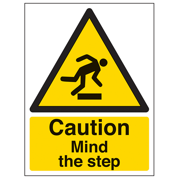 Caution Mind The Step Safety Sign For Workplace Safety – SafetySignBase