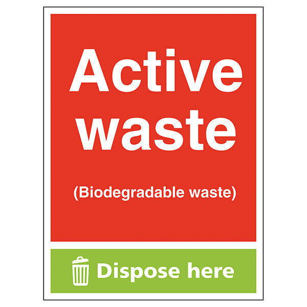 Active Waste (Biodegradable Waste) Dispose Here - Portrait – SafetySignBase