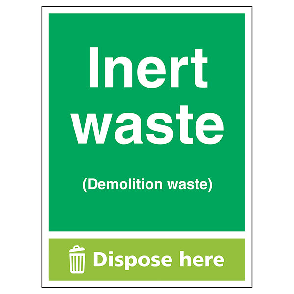 Inert Waste (Demolition Waste) Dispose Here - Portrait – SafetySignBase